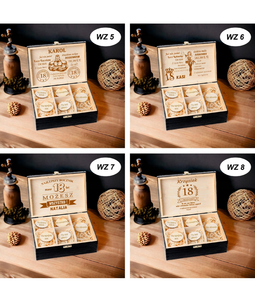 Pudełko niezbędnik prezent na 18 urodziny grawer