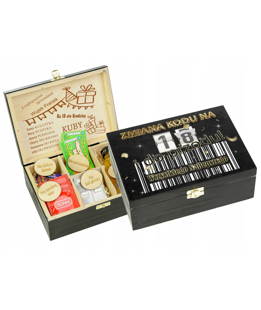 Pudełko niezbędnik prezent na 18 urodziny grawer